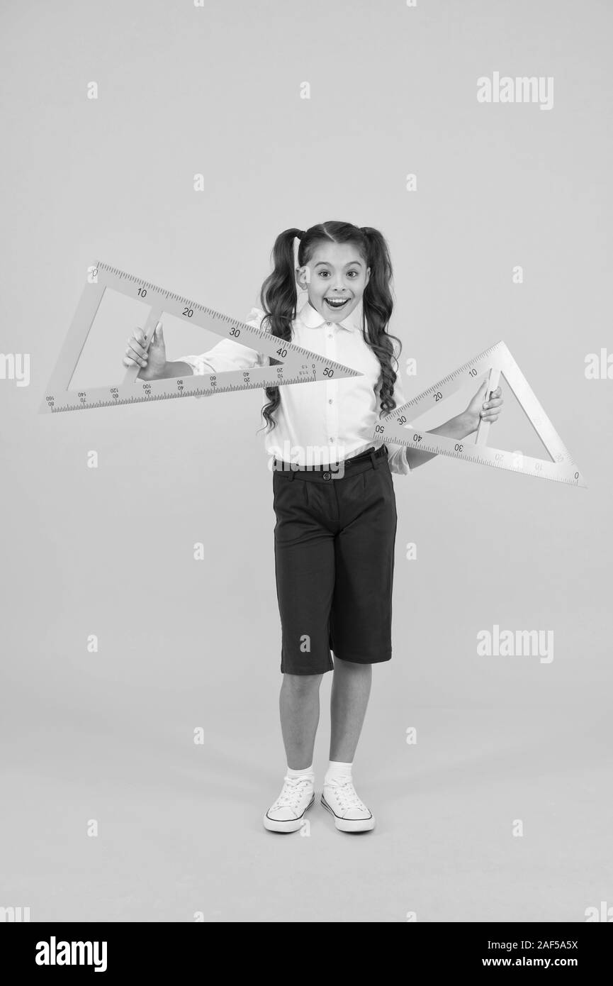 Measuring equipment. Kid cute school student study mathematics ...