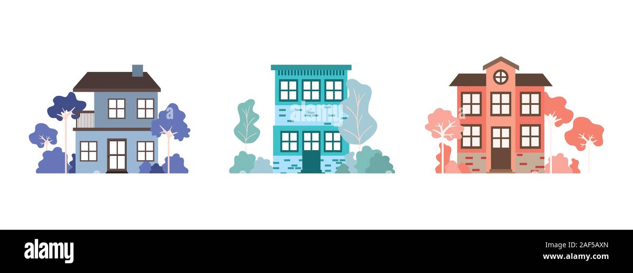Isolated set of houses buildings vector design Stock Vector Image & Art ...