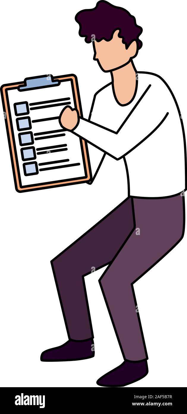 man with clipboard on white background vector illustration design Stock ...
