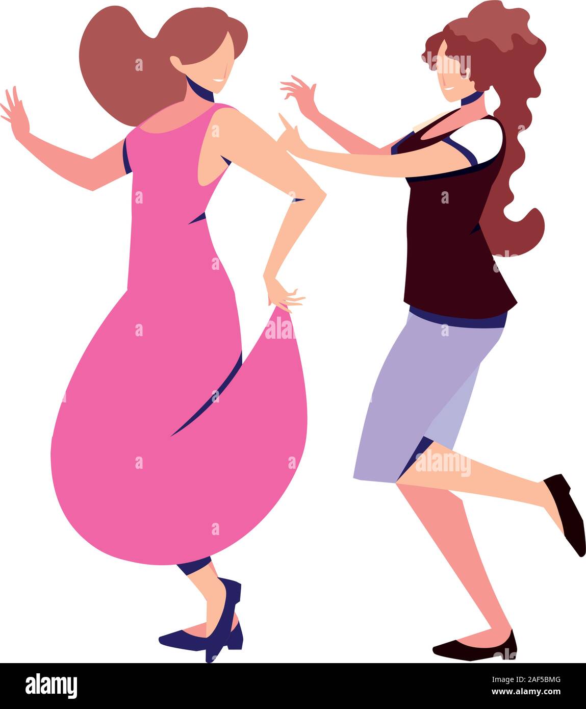 women in pose of dancing on white background vector illustration design ...