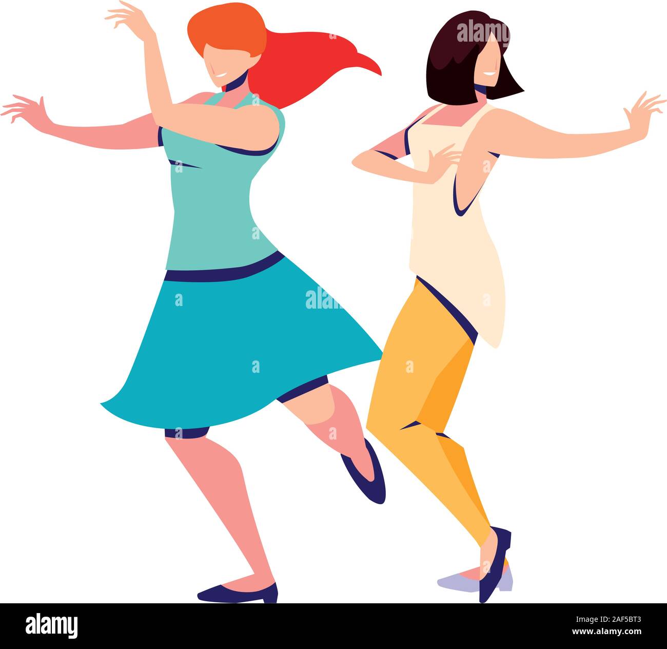 women in pose of dancing on white background vector illustration design ...