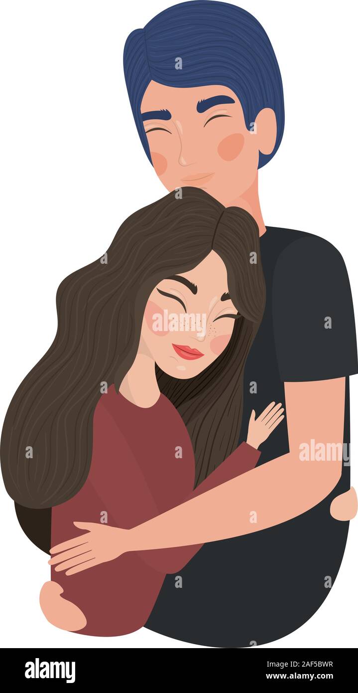 Couple of woman and man drawing vector design Stock Vector Image & Art ...