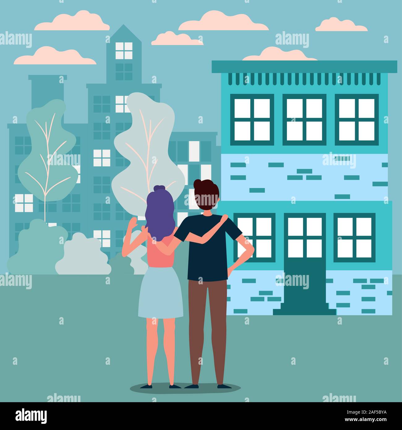 Couple and house building vector design Stock Vector Image & Art - Alamy