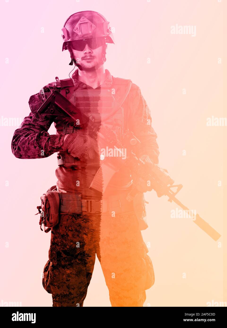 american marine corps special operations soldier with fire arm weapon ...