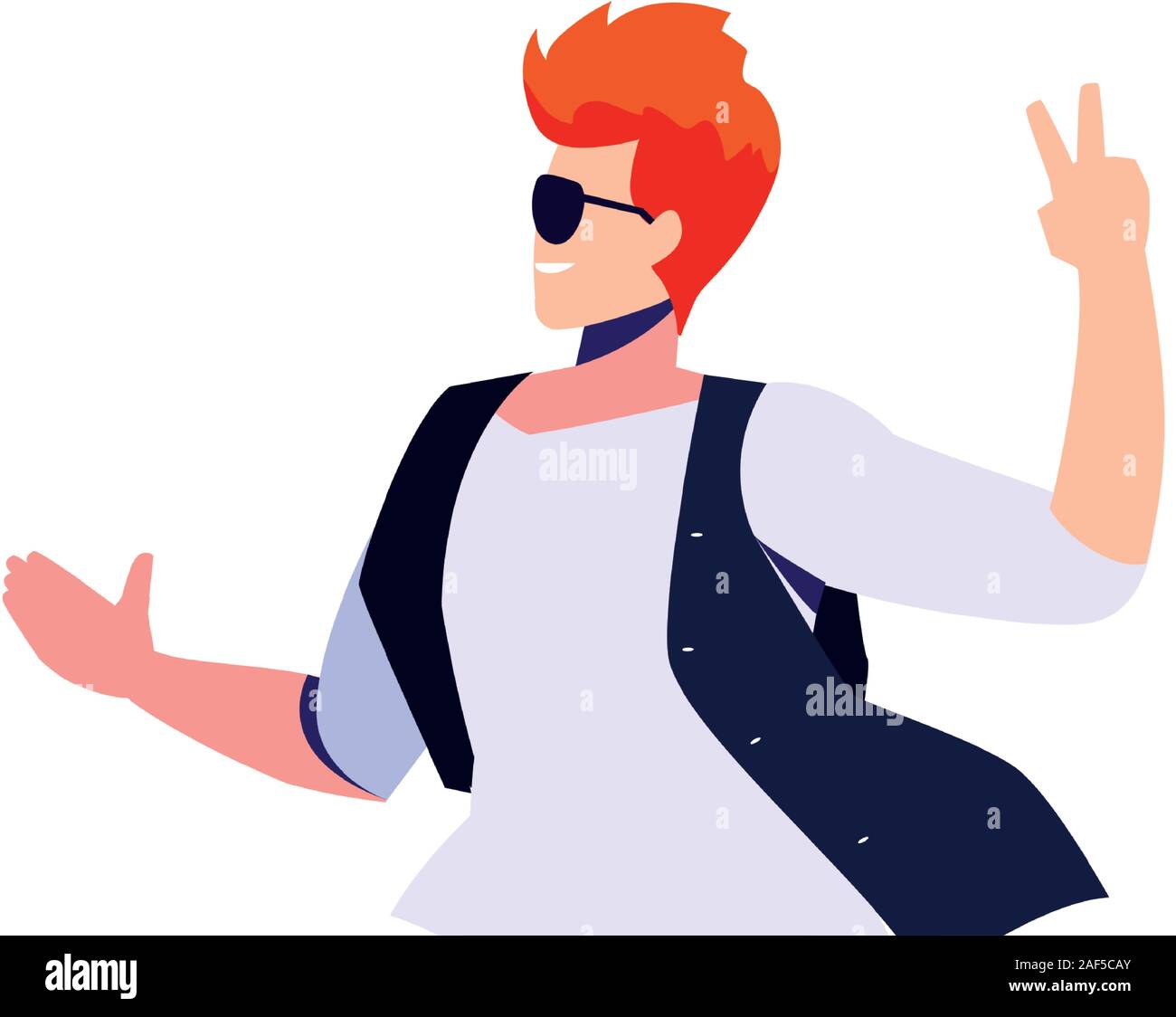 man in pose of dancing, party, on white background vector illustration ...