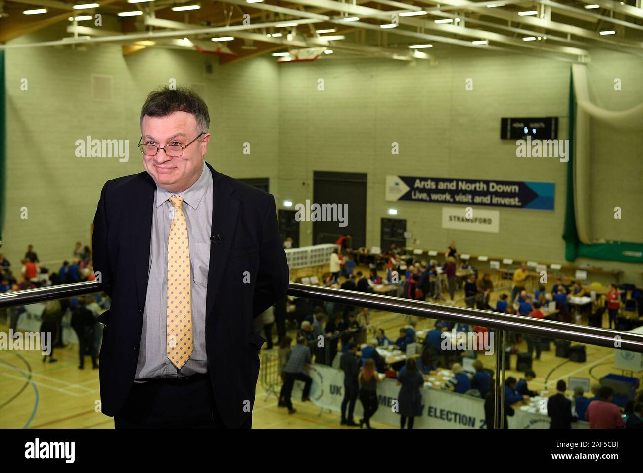 Candidate Stephen Farry of the Alliance Party is interviewed during the ...