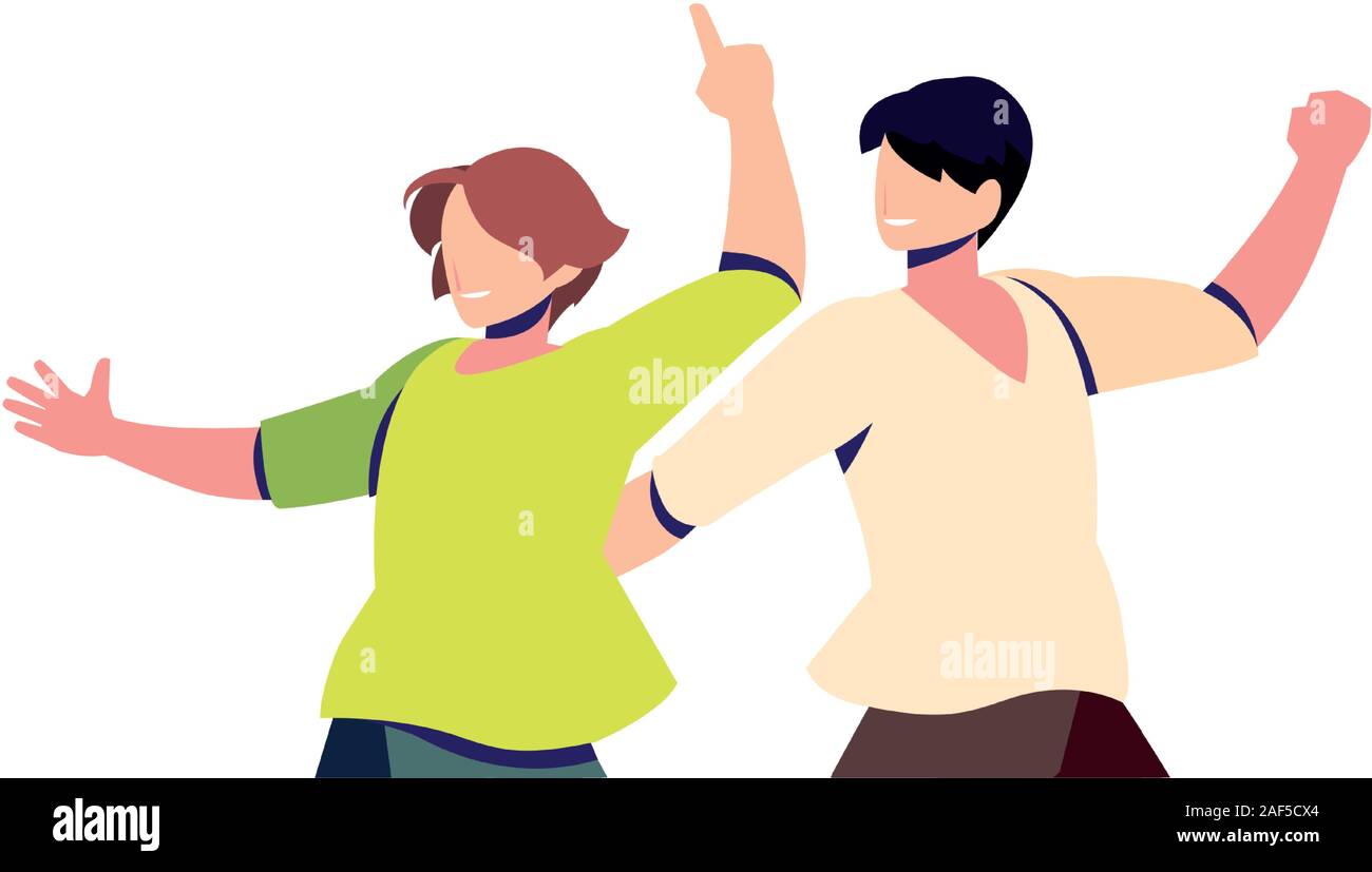 scene of men in dance pose, party, dance club vector illustration ...