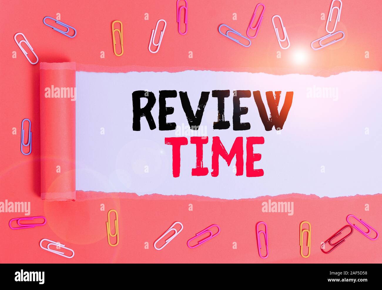 Writing note showing Review Time. Business concept for to think or talk ...