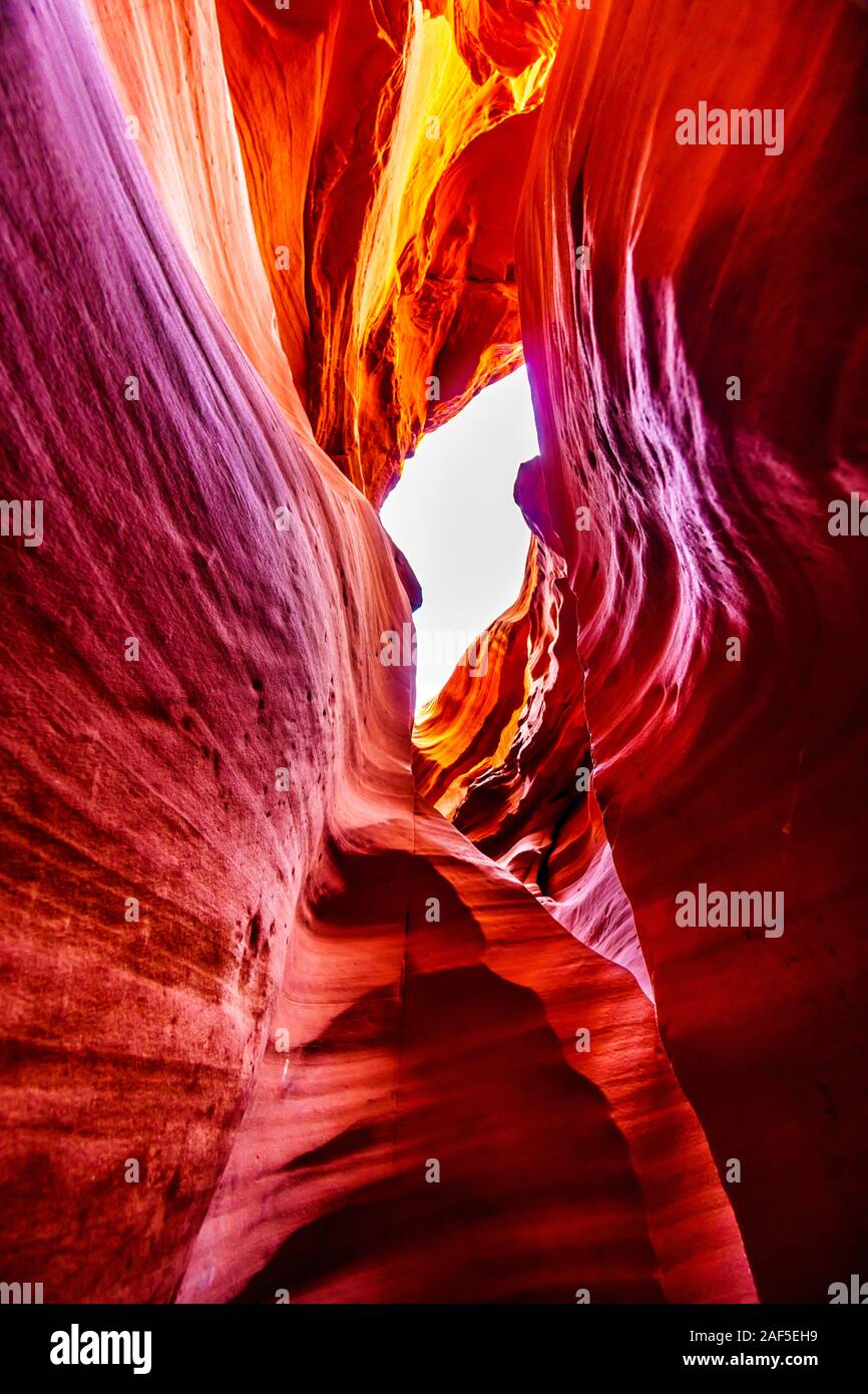 Smooth curved Red Sandstone walls caused by water erosion in Mountain ...