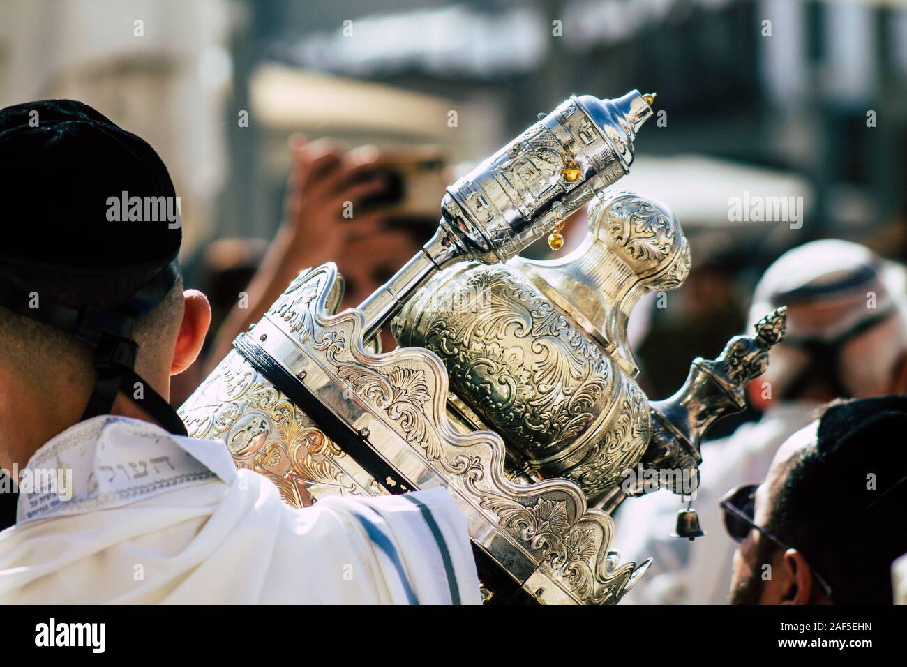 Jerusalem Israel December 12, 2019 View of unknown kid and family participating in a Bar Mitzvah ...