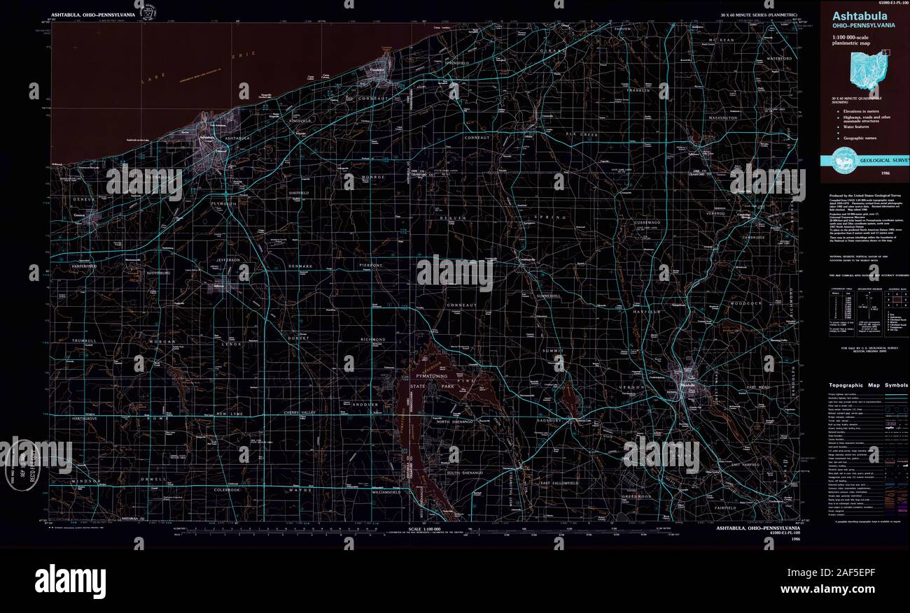 Ashtabula map hi-res stock photography and images - Alamy