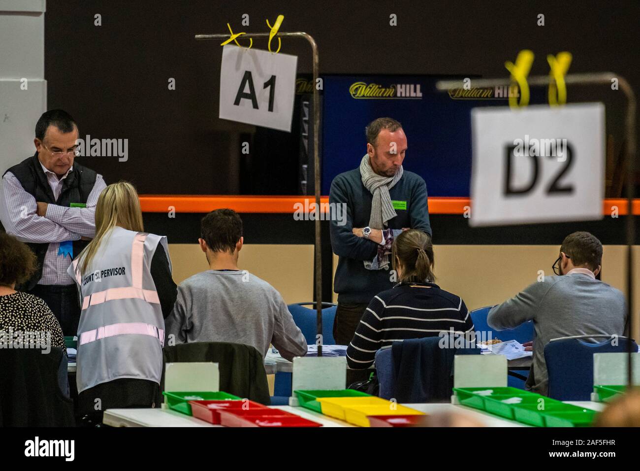 Esher, London, UK. 13th Dec, 2019. The count and result at the Esher ...