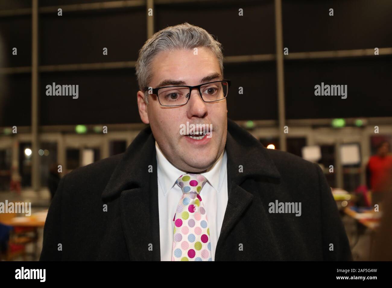 DUP candidate for East Belfast Gavin Robinson arrives as the counting ...