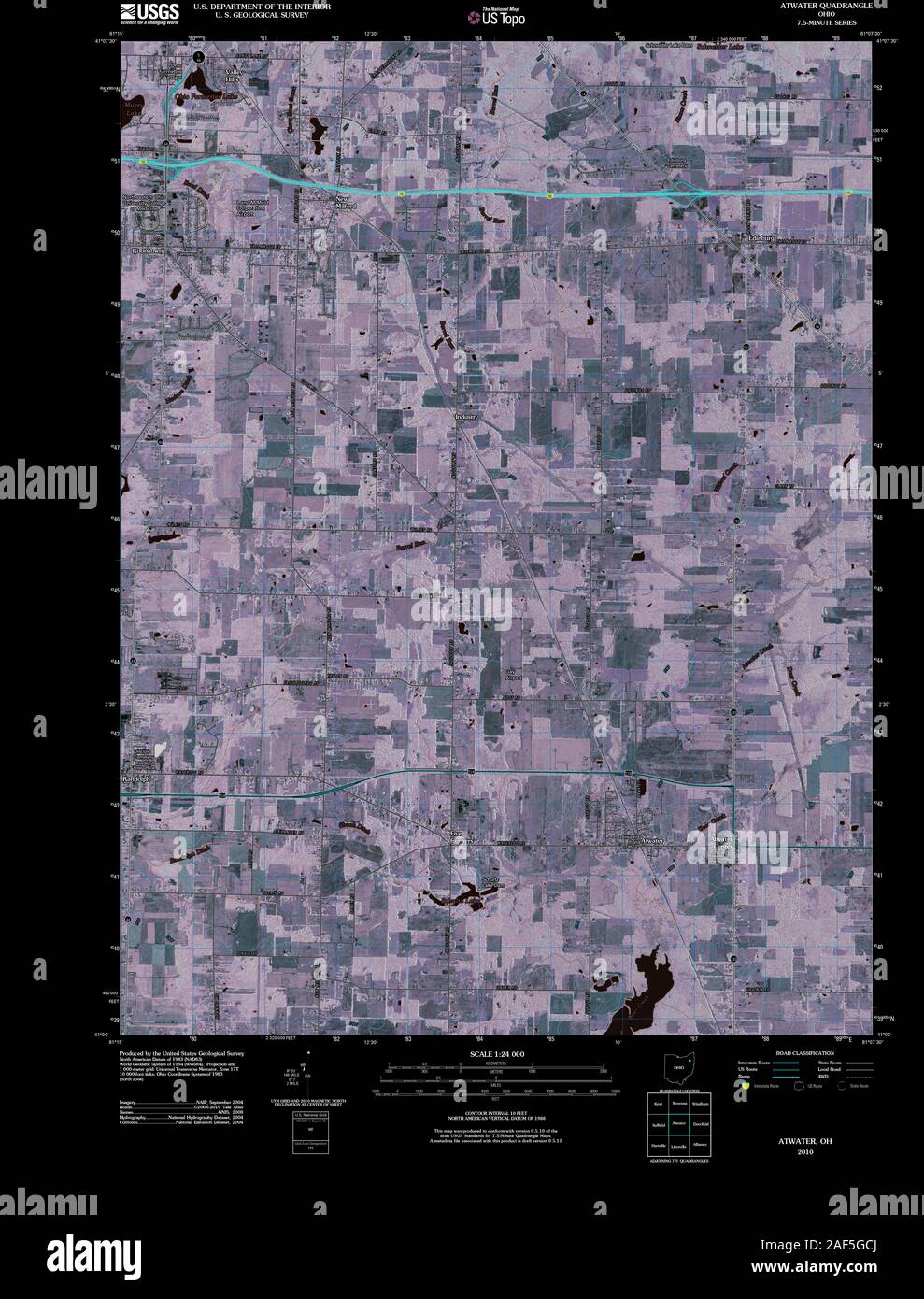 USGS TOPO Map Ohio OH Atwater 20100803 TM Inverted Restoration Stock ...