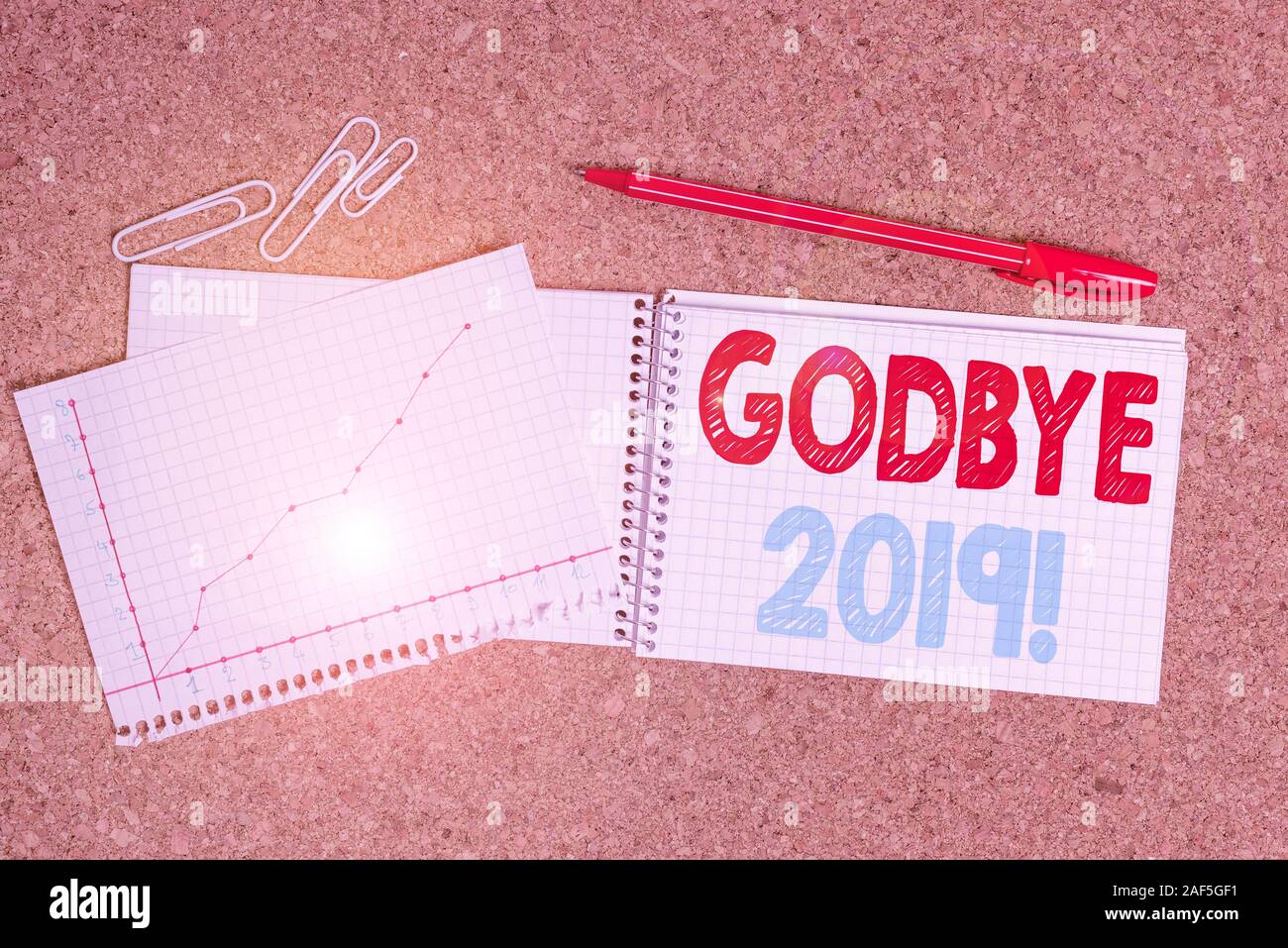 Writing note showing Godbye 2019. Business concept for express good ...