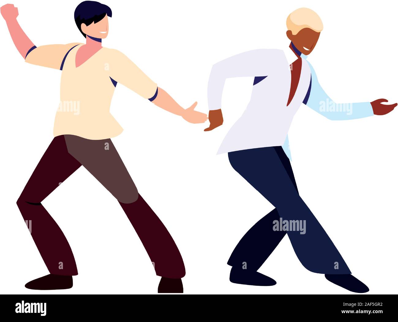 scene of men in dance pose, party, dance club vector illustration ...