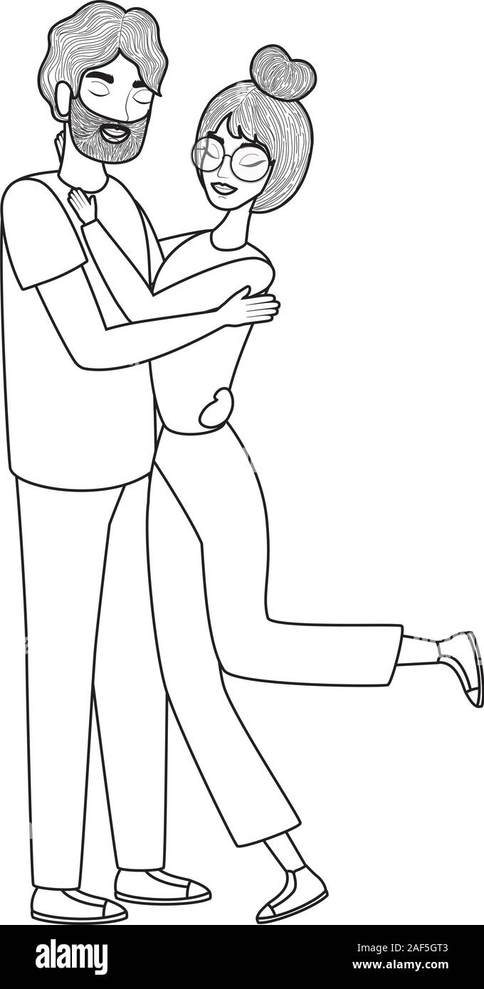 Couple of woman and man drawing vector design Stock Vector Image & Art ...