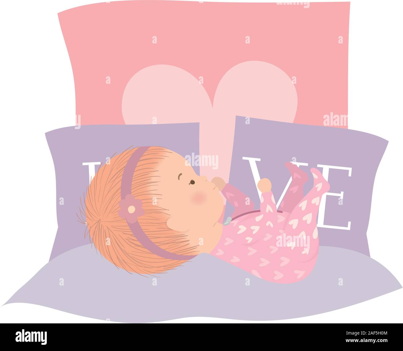 Cute baby girl with pillows vector design Stock Vector Image & Art - Alamy
