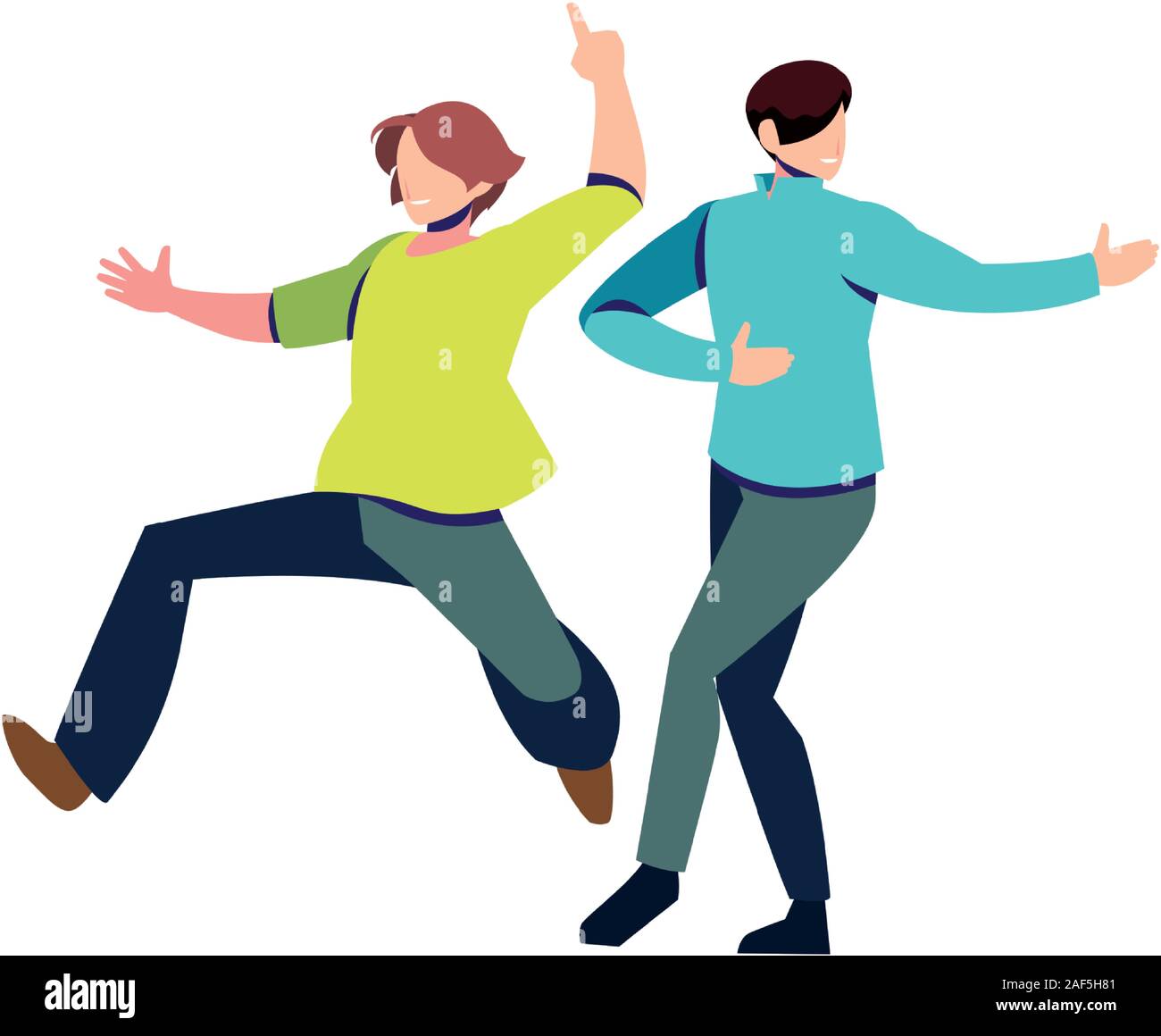 scene of men in dance pose, party, dance club vector illustration ...