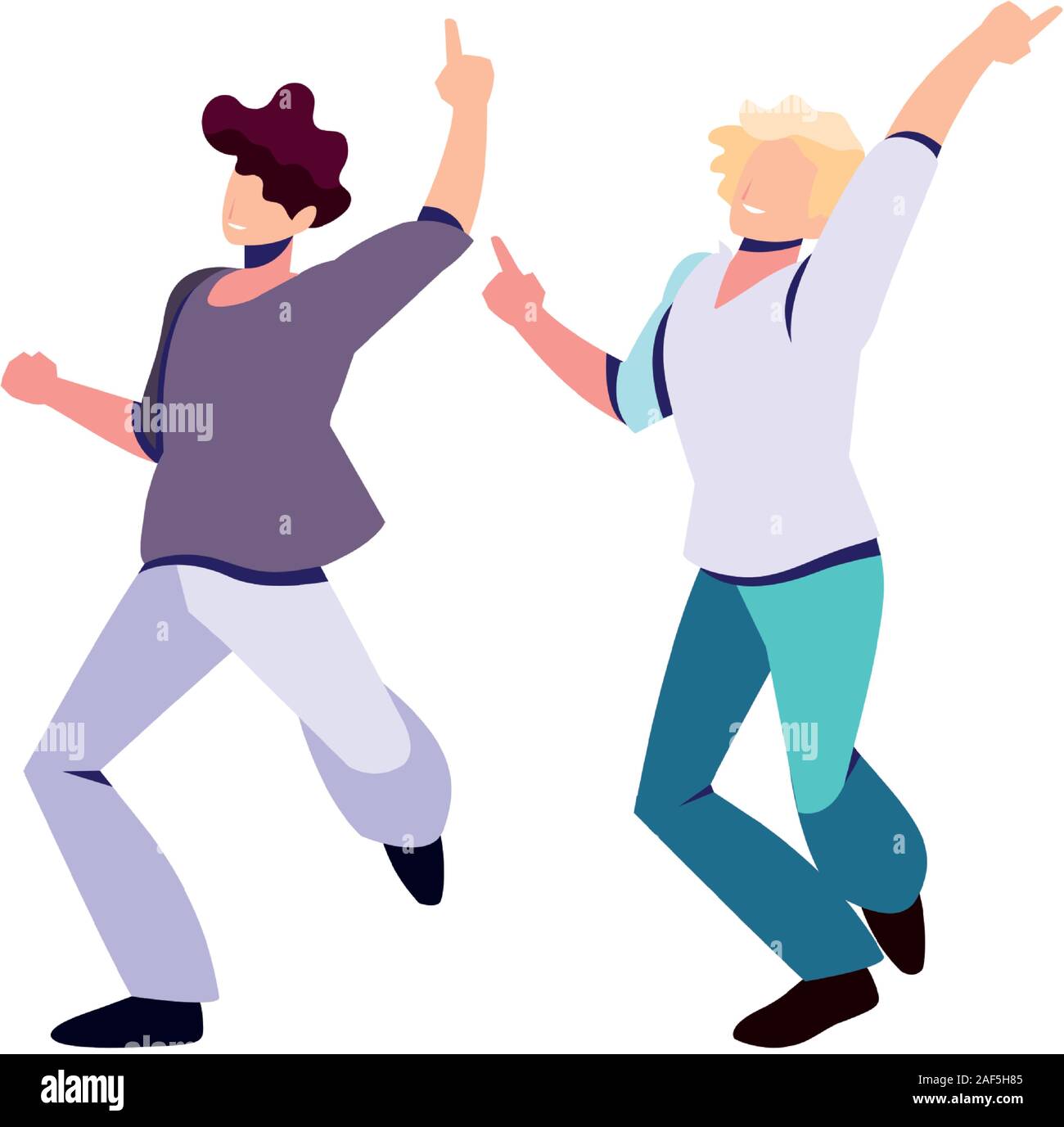 scene of men in dance pose, party, dance club vector illustration ...