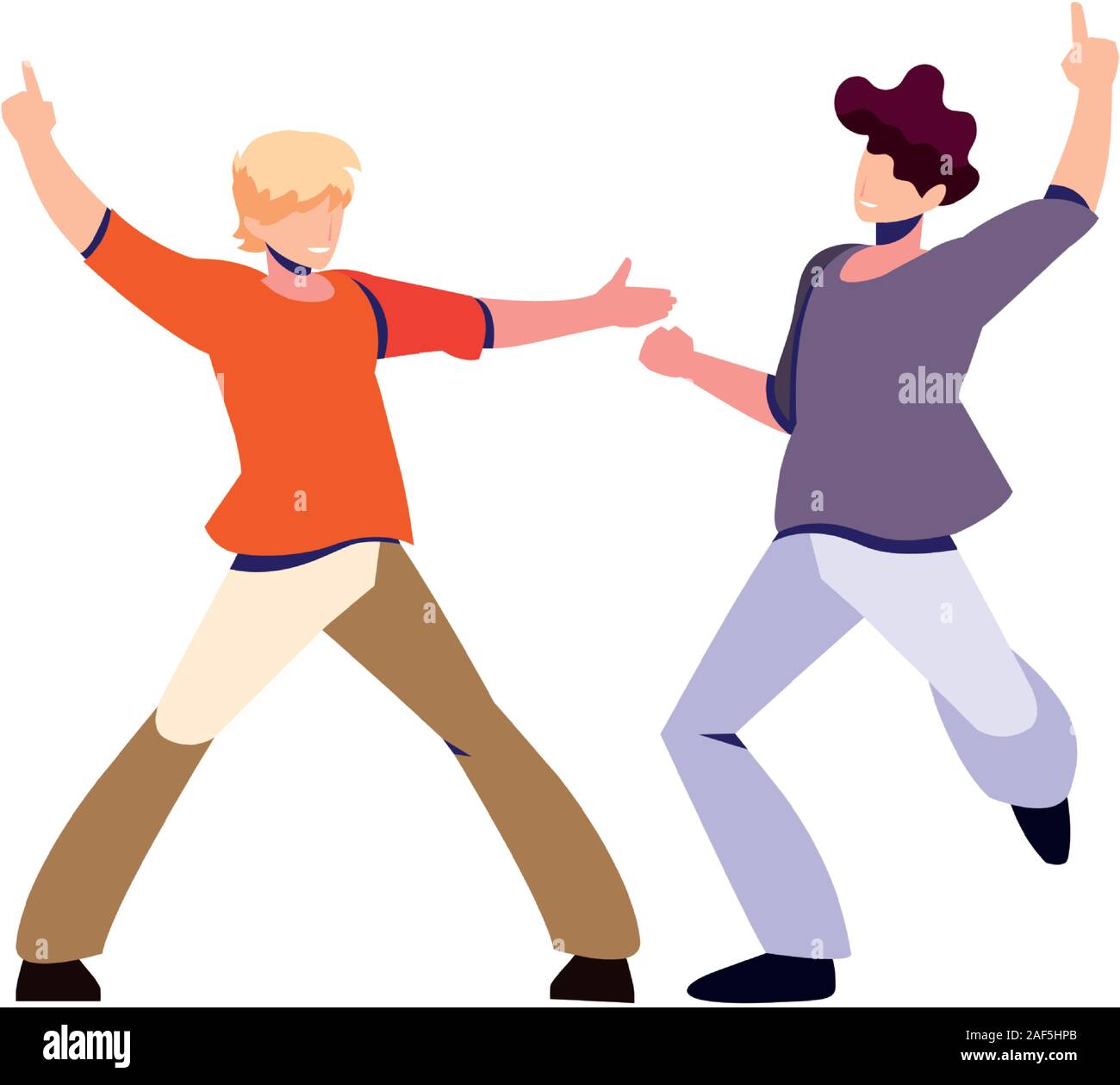 scene of men in dance pose, party, dance club vector illustration ...
