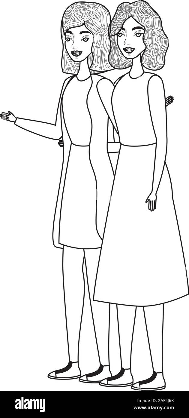 Isolated women cartoon drawing vector design Stock Vector Image & Art ...