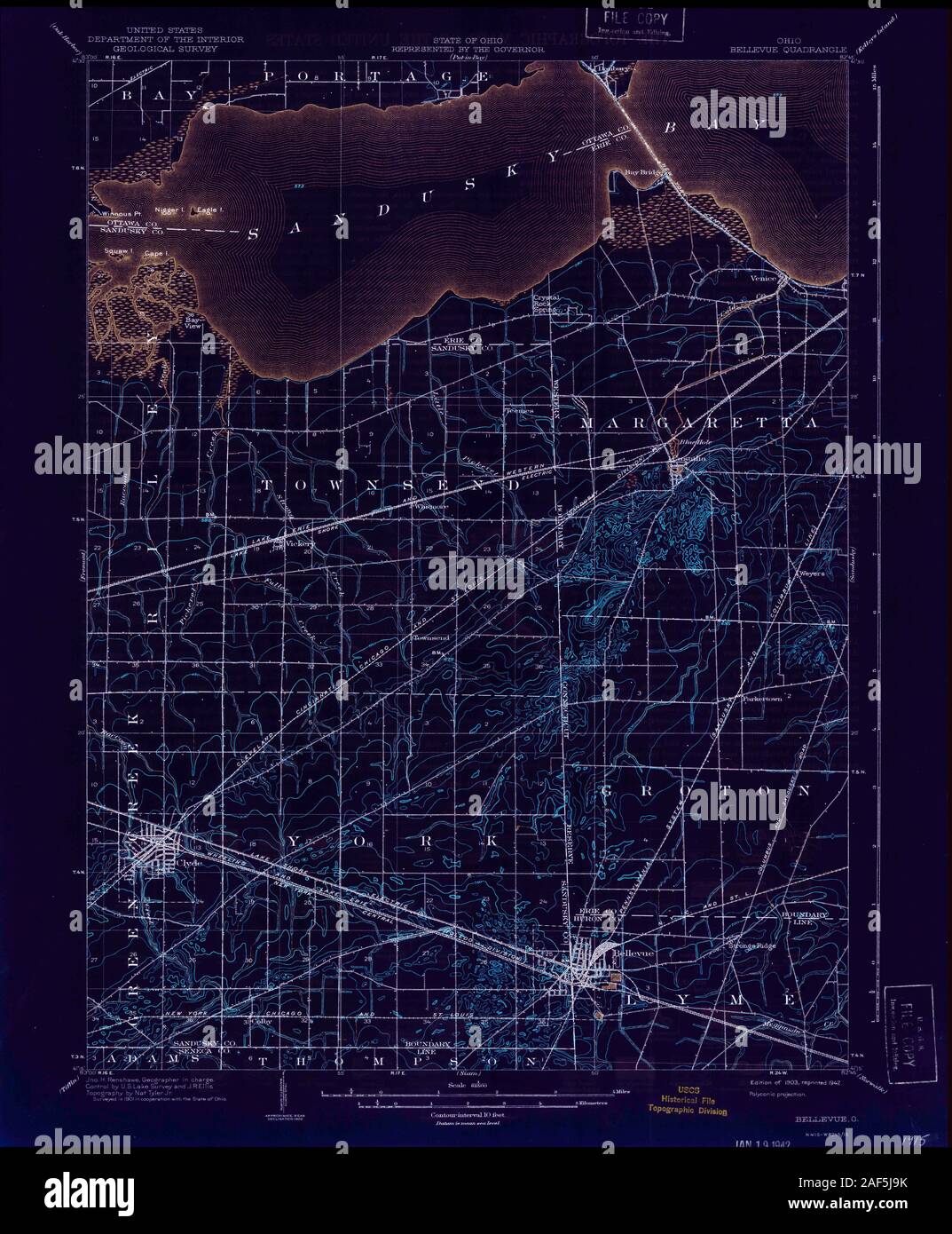 Bellevue ohio map hi-res stock photography and images - Alamy