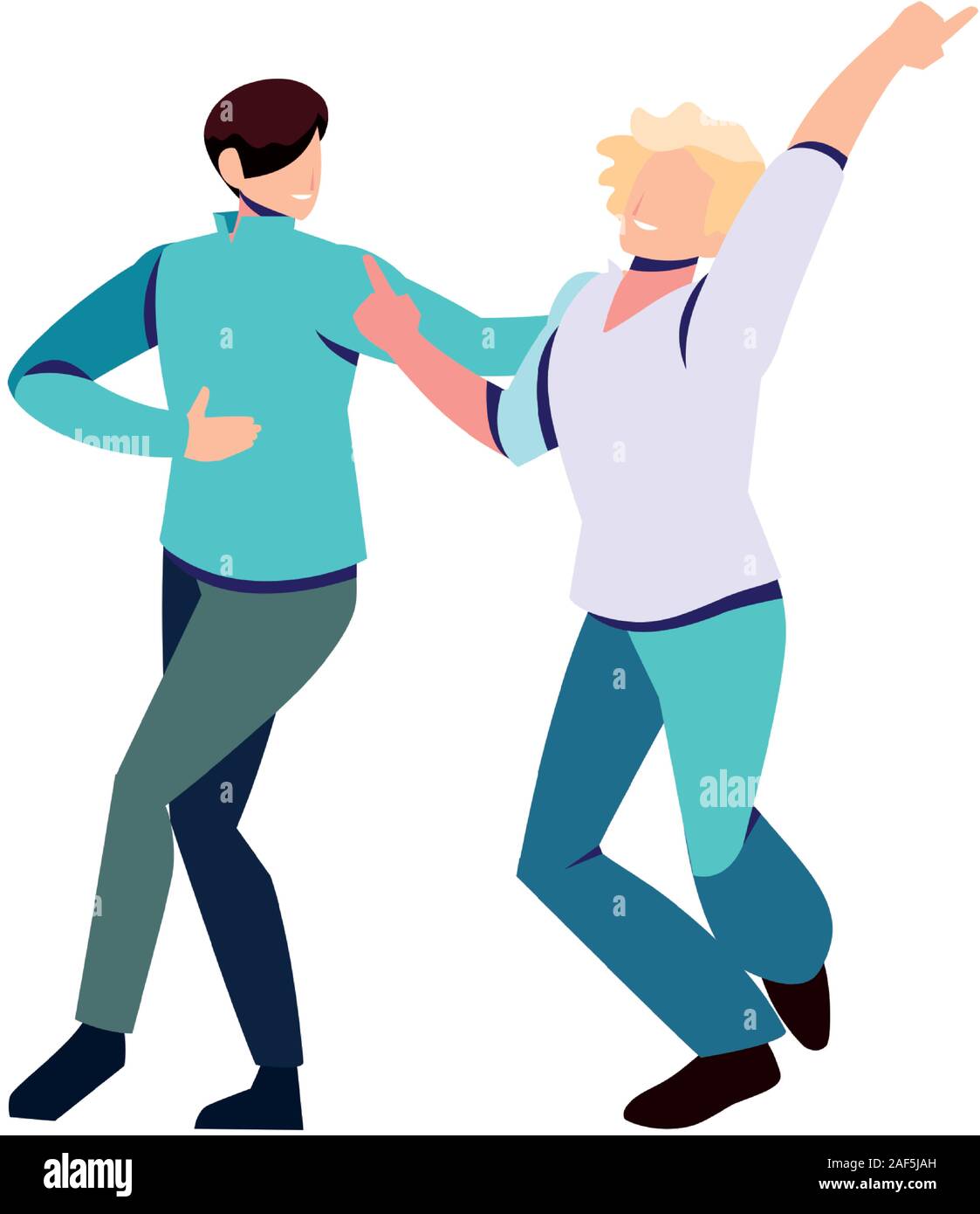 scene of men in dance pose, party, dance club vector illustration ...