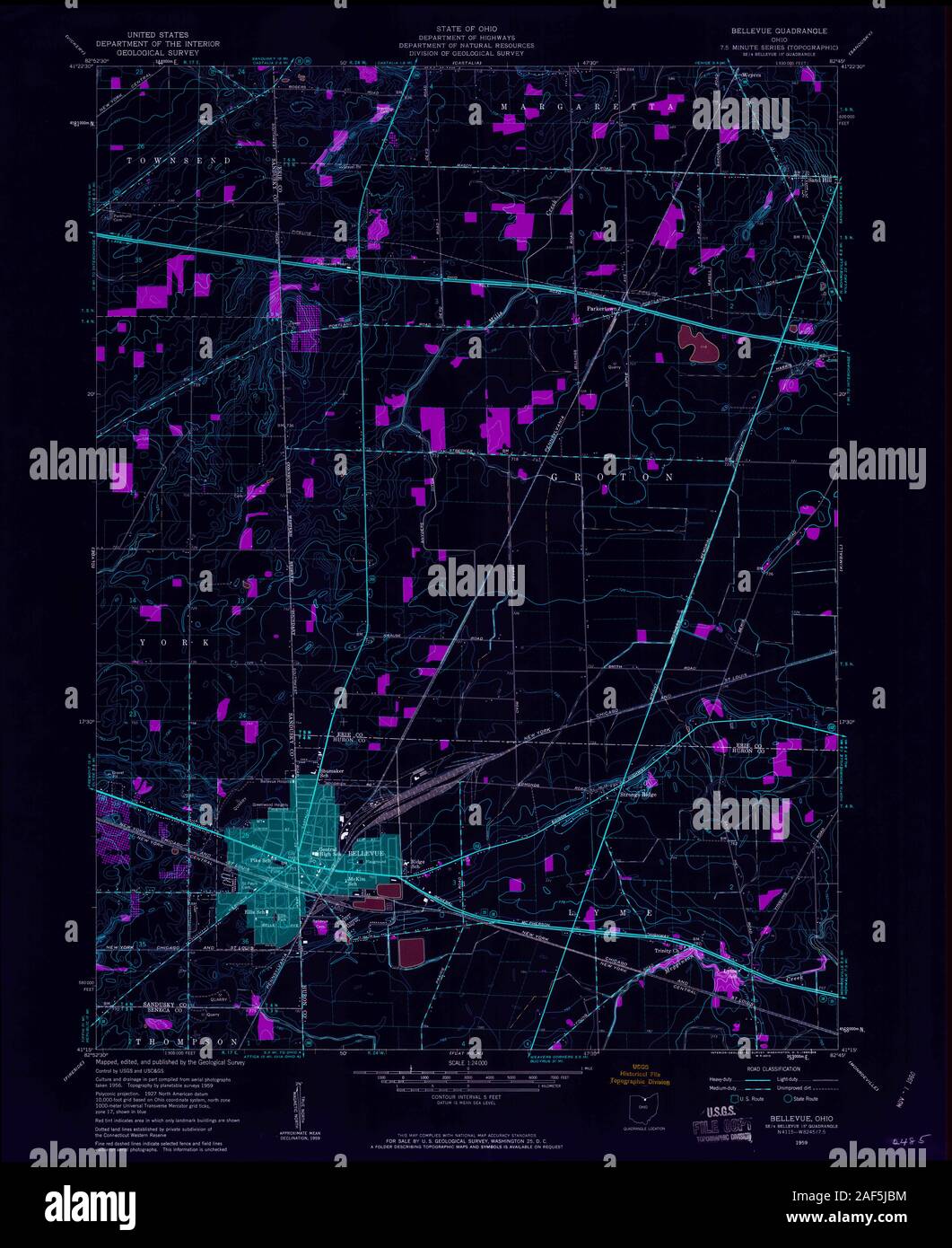 Map of bellevue ohio hi-res stock photography and images - Alamy