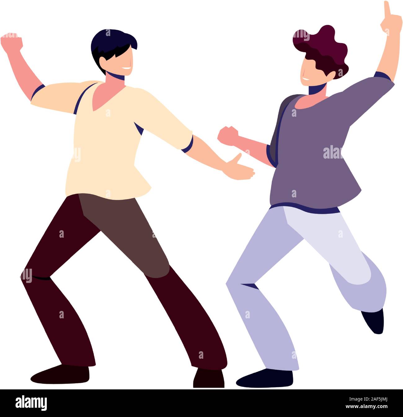 scene of men in dance pose, party, dance club vector illustration ...