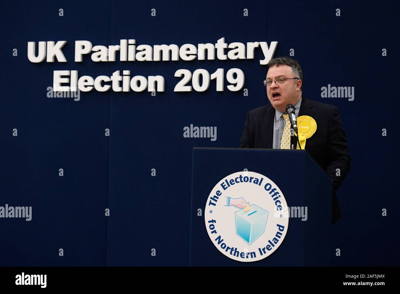 Stephen Farry of the Alliance Party after he won the North Down ...