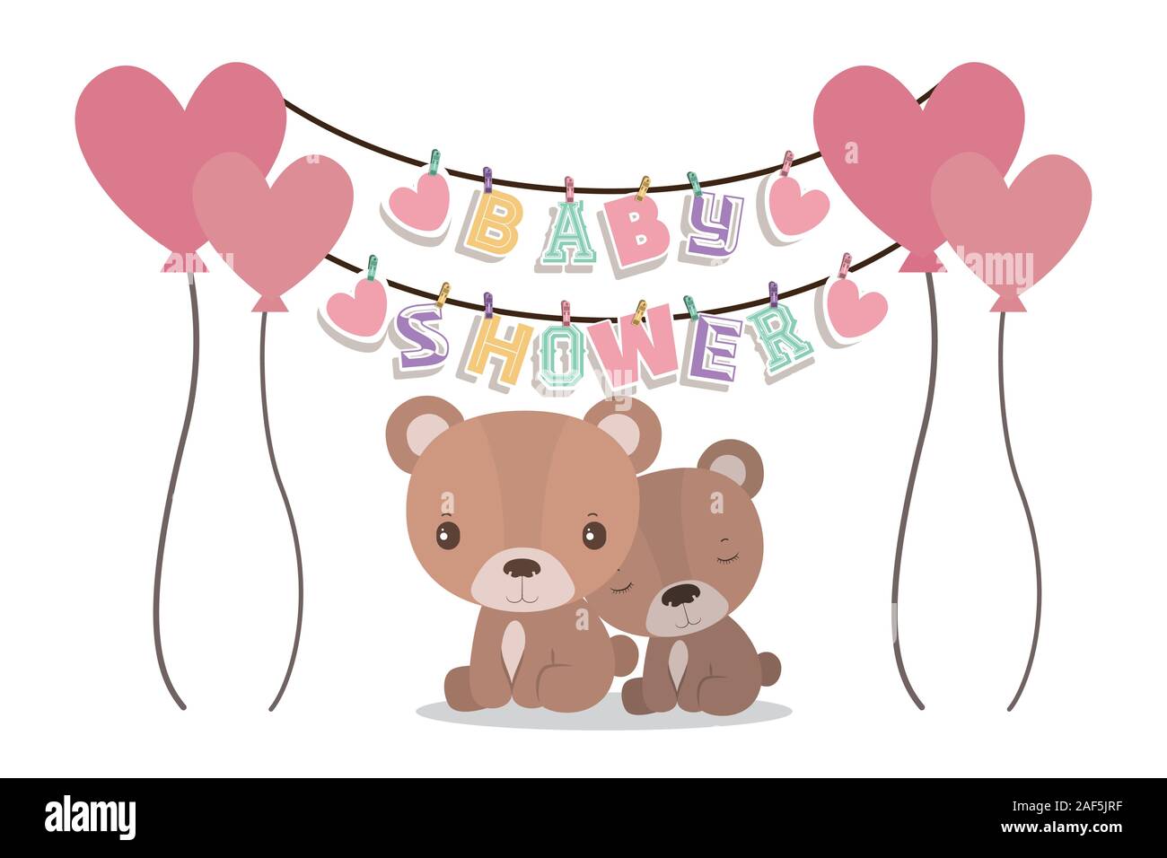 Baby shower invitation with bears cartoons vector design Stock Vector ...