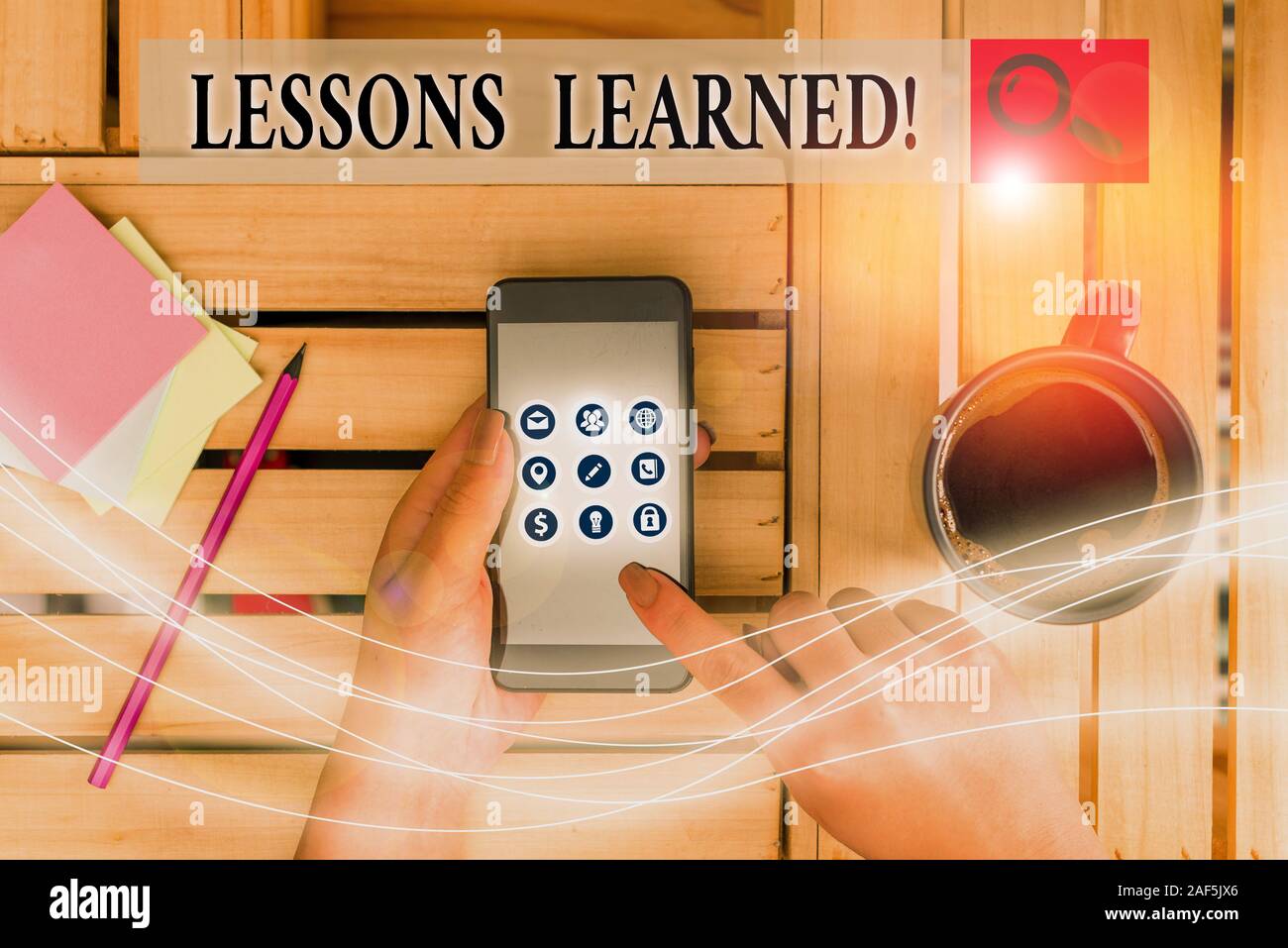 Word writing text Lessons Learned. Business photo showcasing experiences distilled project that ...