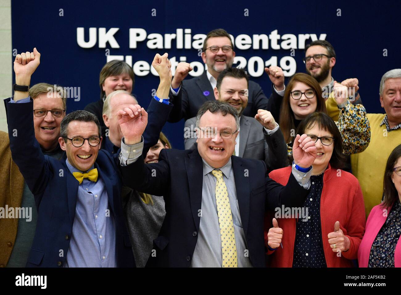 Stephen Farry of the Alliance Party celebrates after he won the North ...