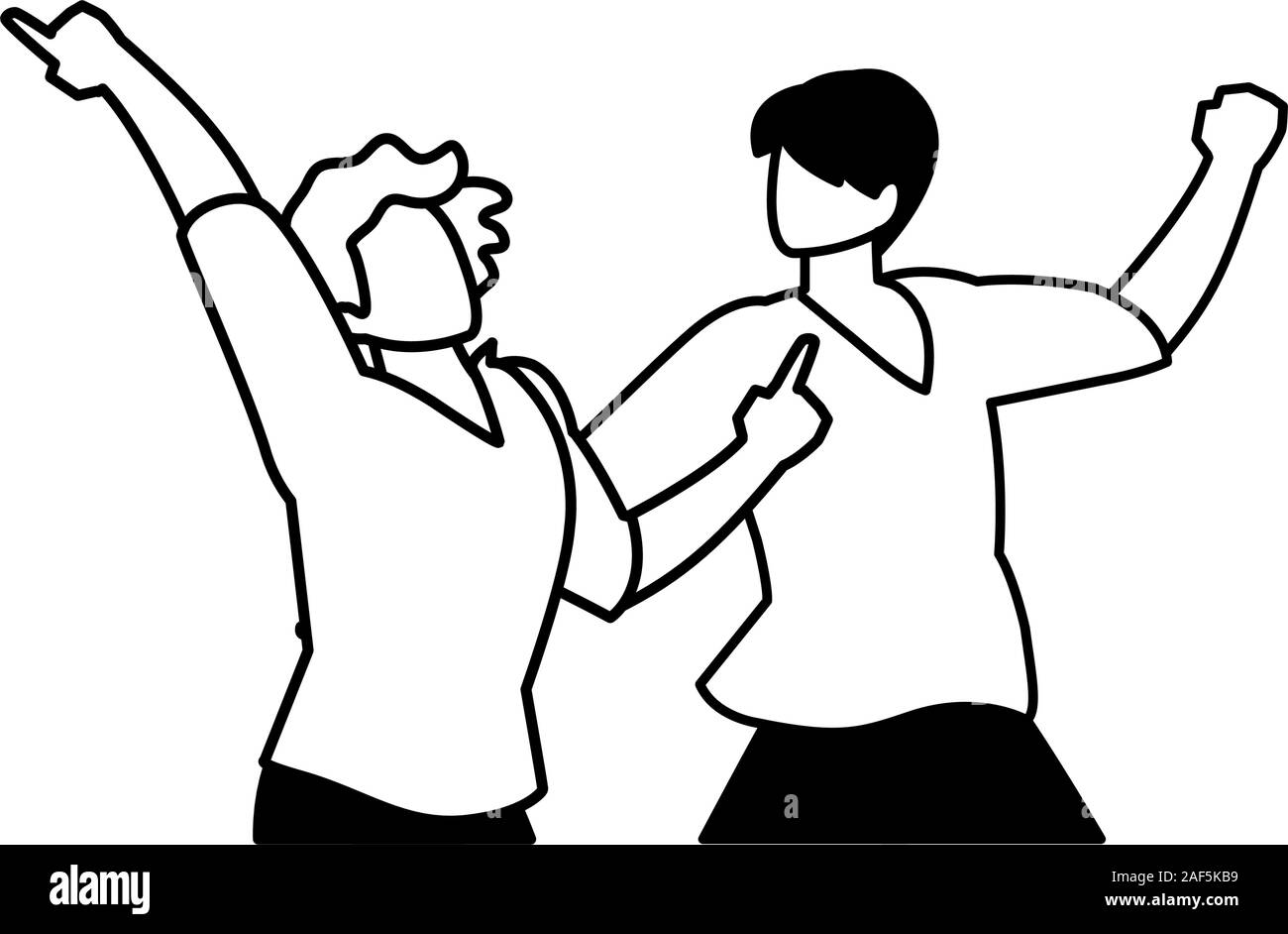 scene of men in dance pose, party, dance club vector illustration ...