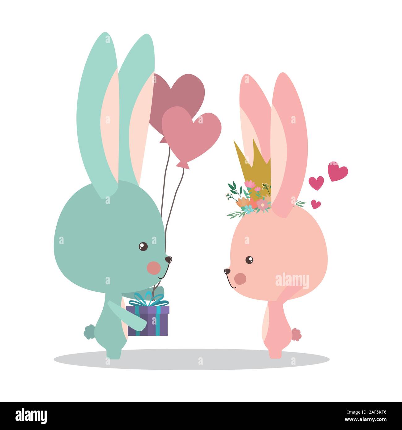 Cute rabbits cartoons with gift vector design Stock Vector Image & Art ...