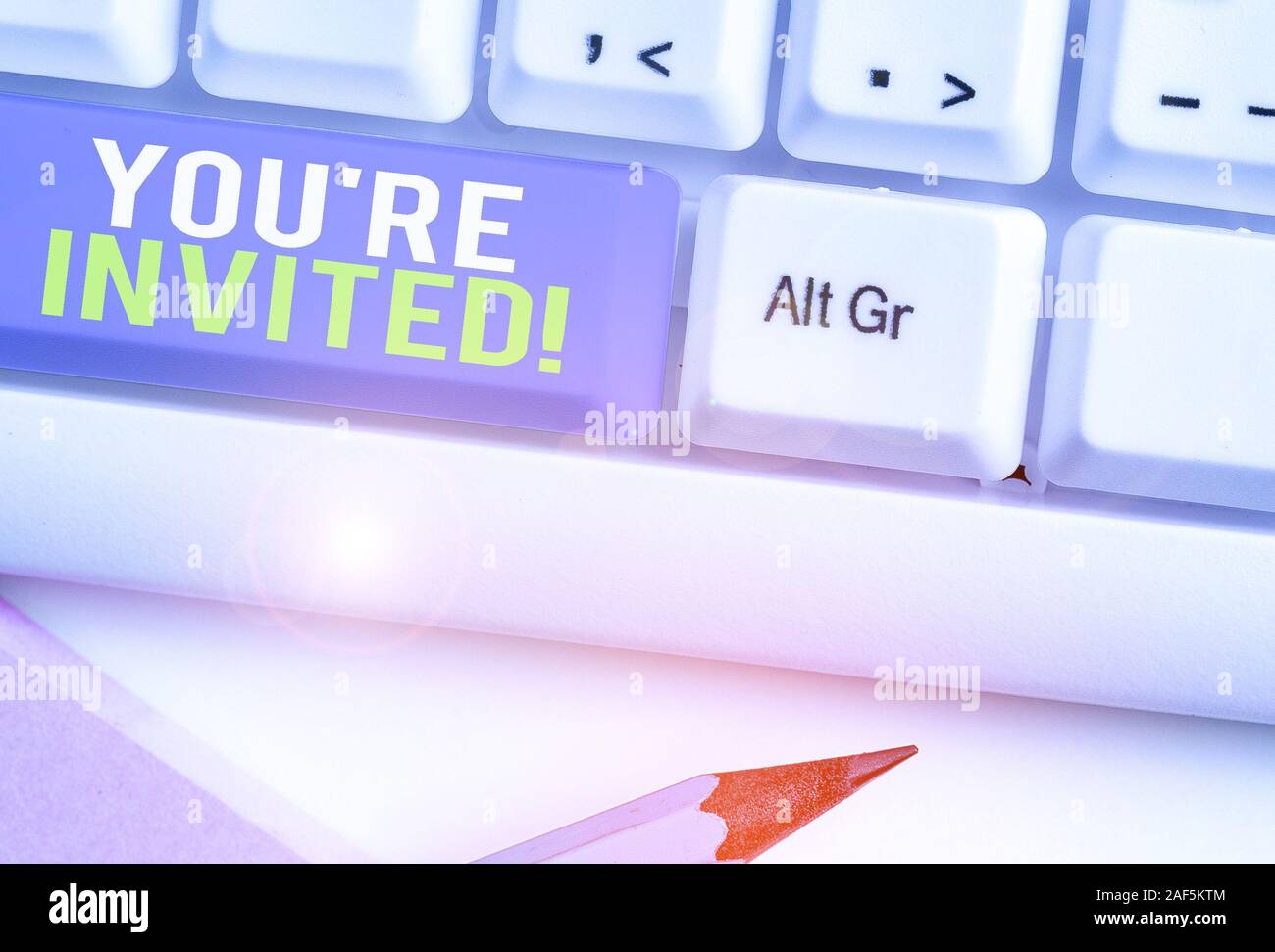 Text sign showing You Re Invited. Business photo showcasing make a ...