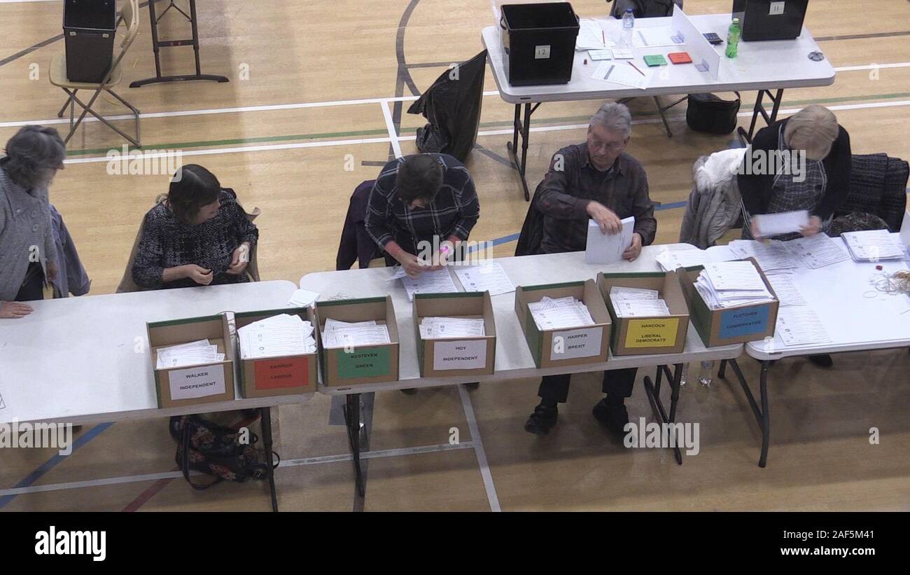 Counting continues in the Bolsover constituency during the 2019 General ...