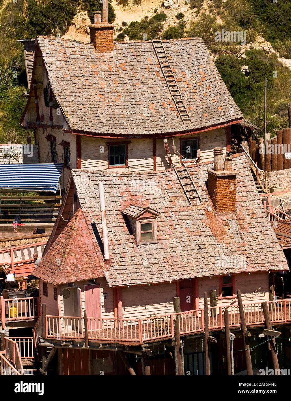 Cabins and houses built of wood in Malta Stock Photo - Alamy