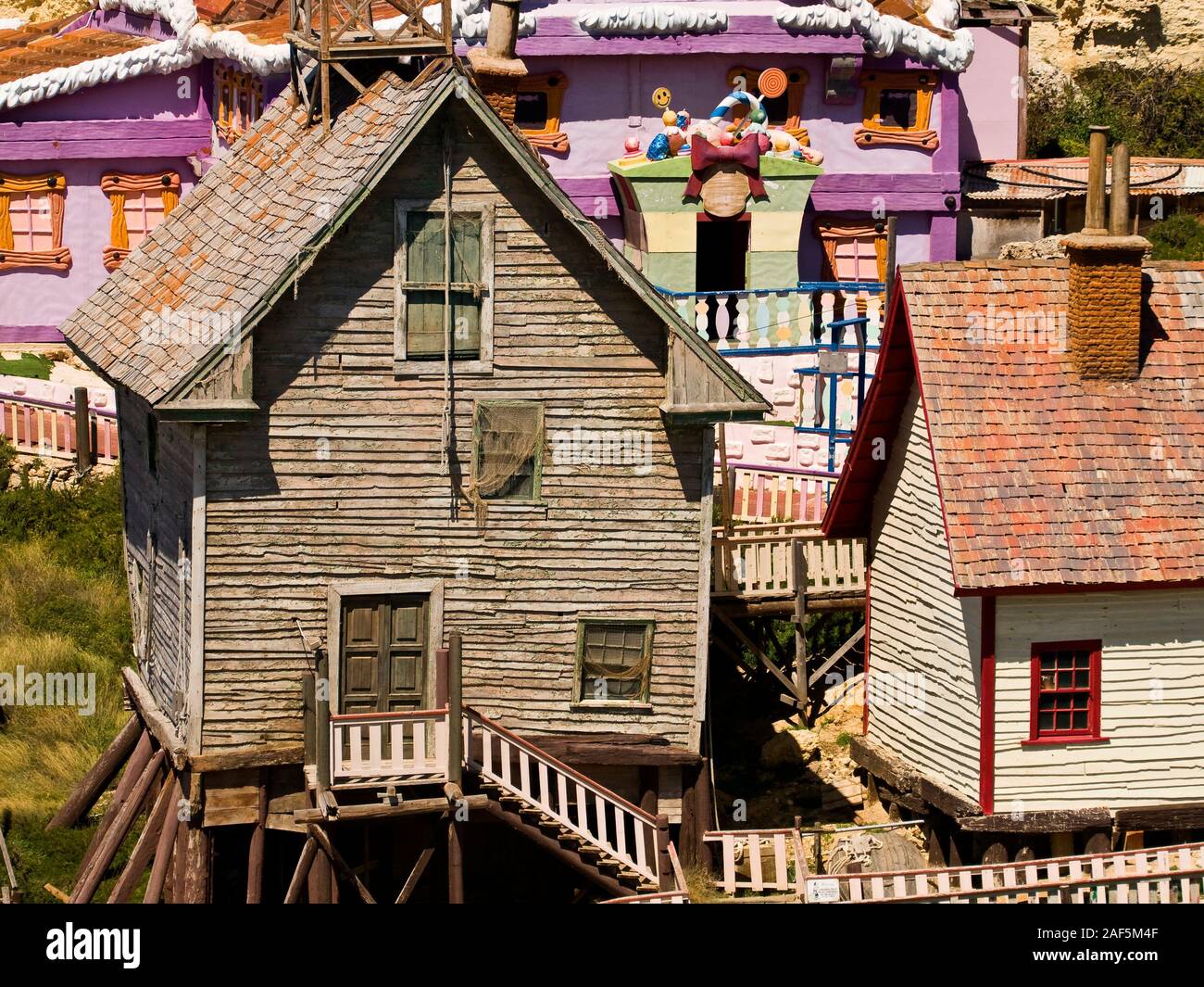 Cabins and houses built of wood in Malta Stock Photo - Alamy
