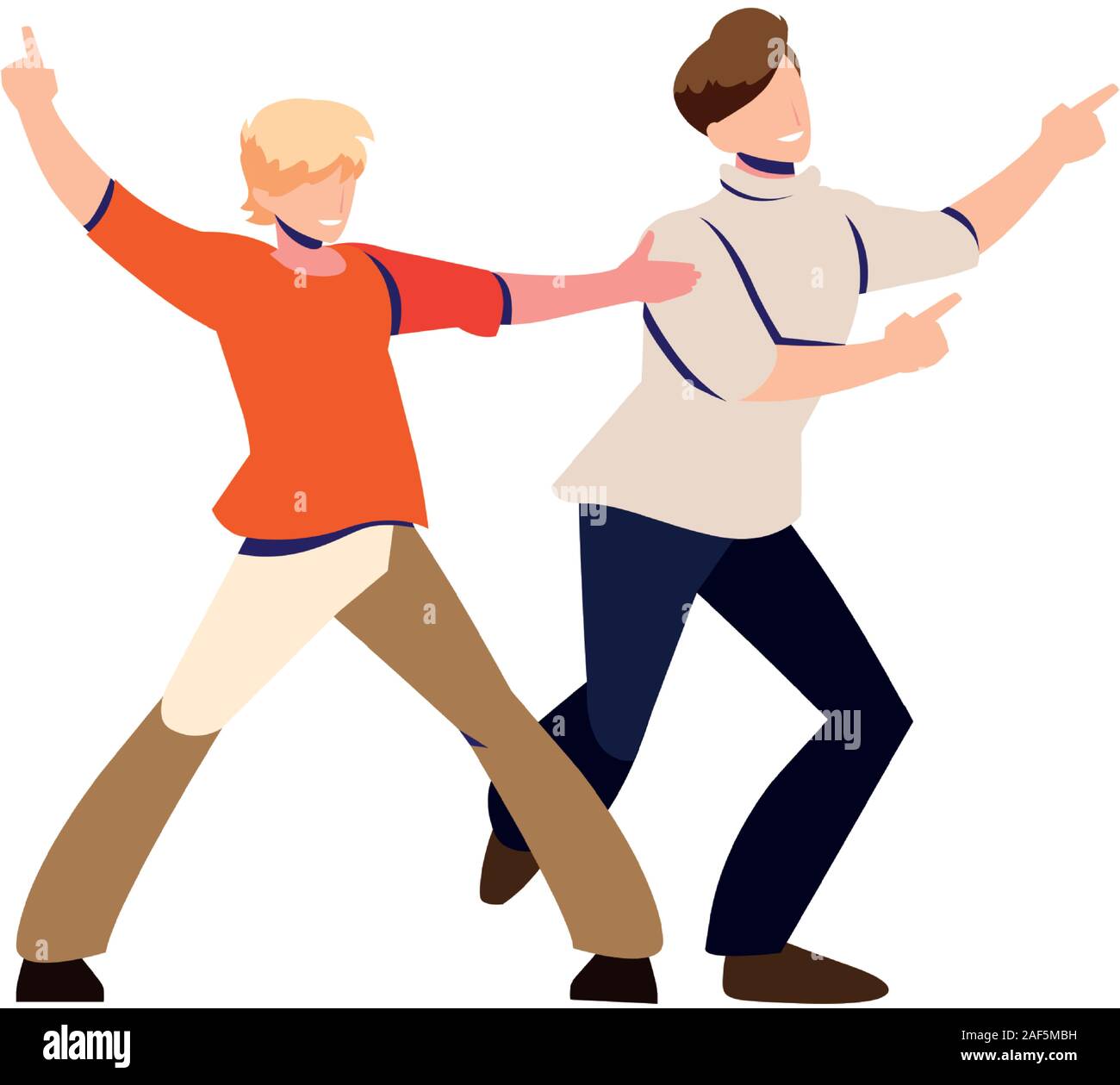 scene of men in dance pose, party, dance club vector illustration ...