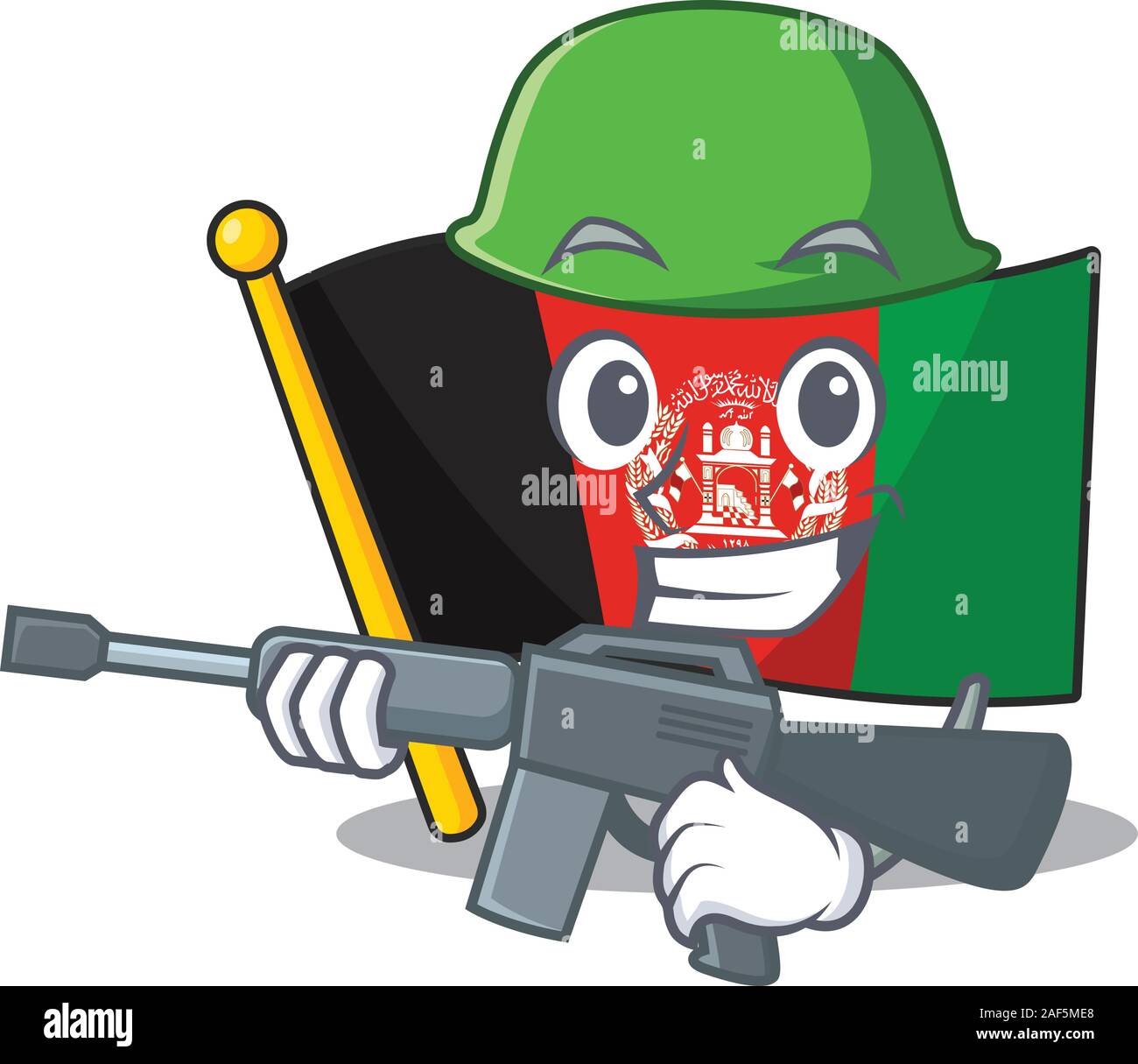 A mascot of flag afghanistan Scroll Army with machine gun. Vector ...
