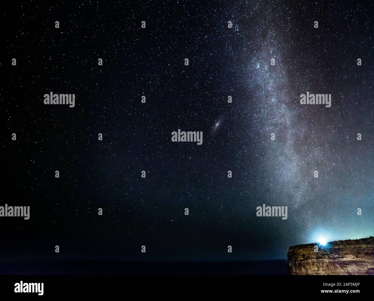 The Milky Way, rising out of the Mediterranean Sea at Mtahleb in Malta ...