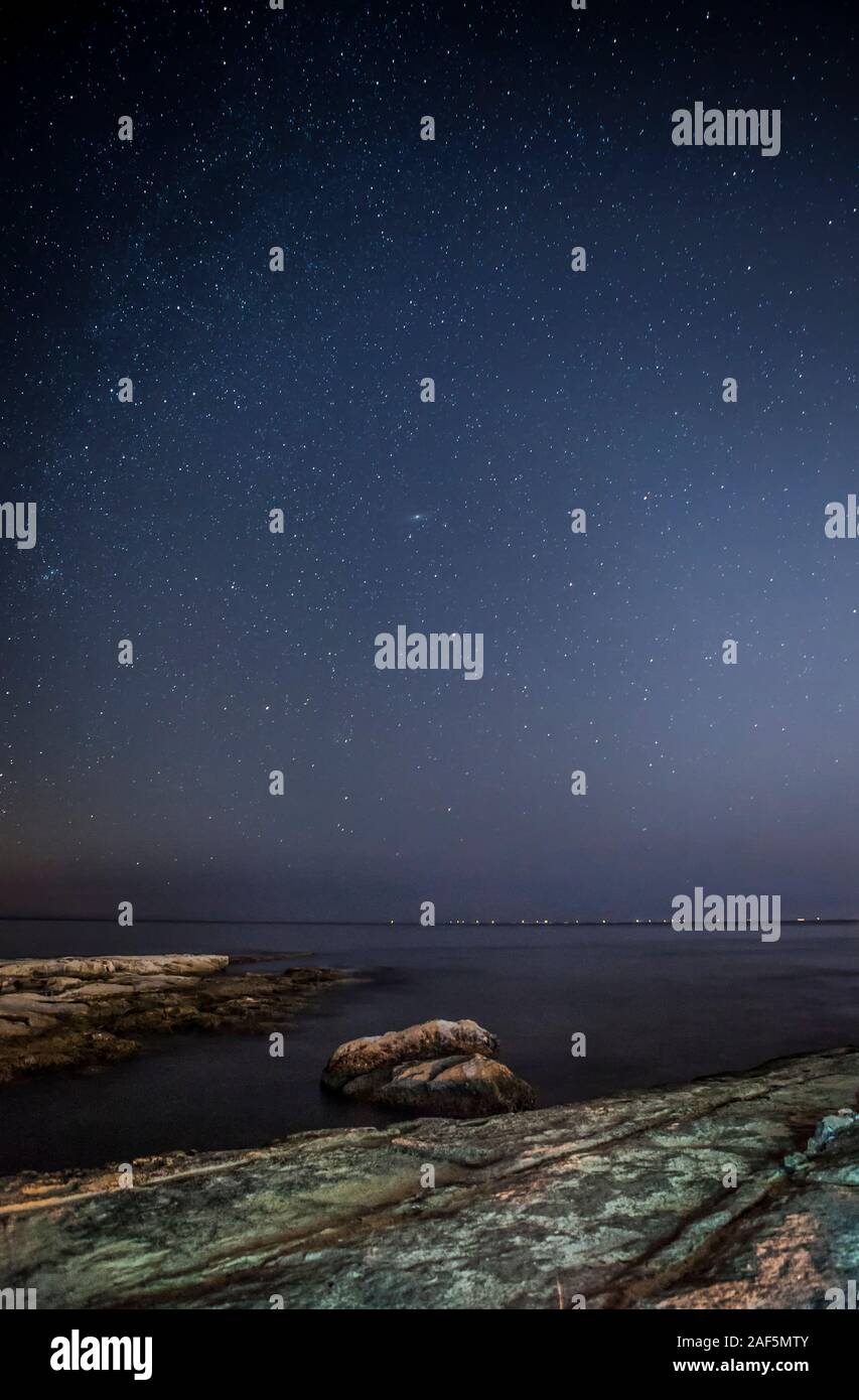 Widefield astrophotographic image showing Andromeda Galaxy Stock Photo ...