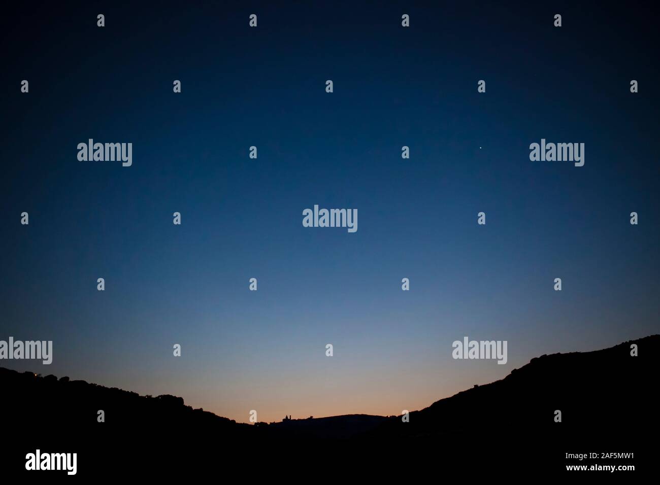 Beautiful blue sky over the Mtahleb Valley just before sunrise Stock ...