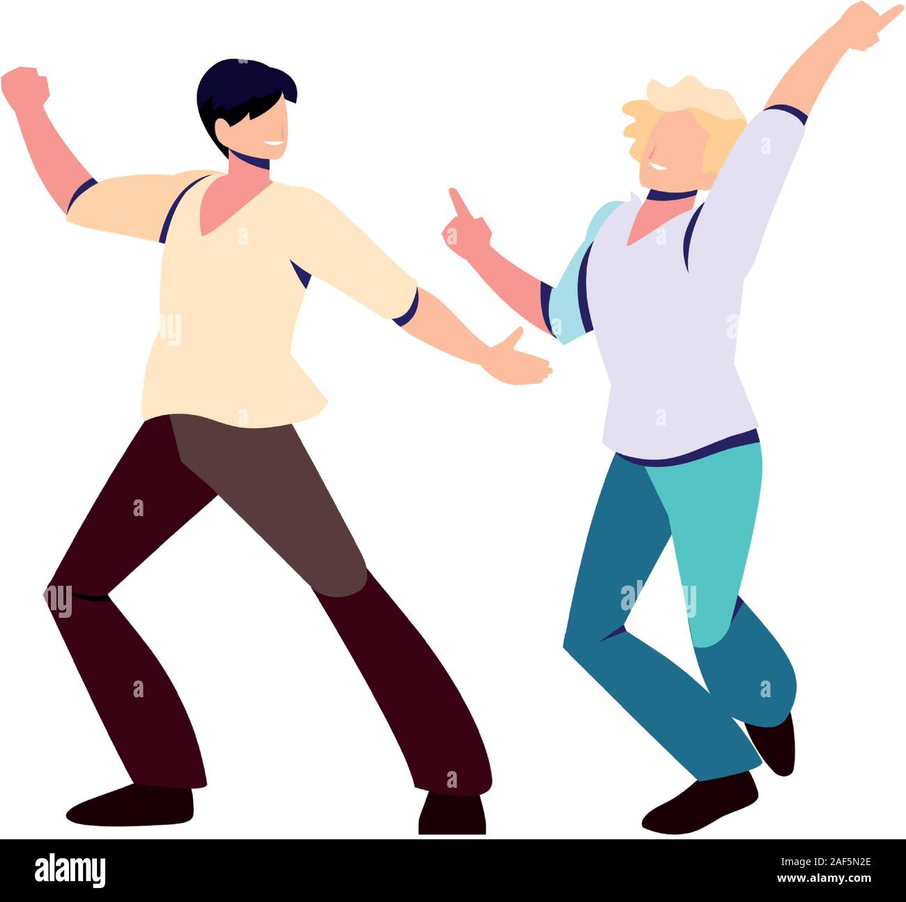 scene of men in dance pose, party, dance club vector illustration ...