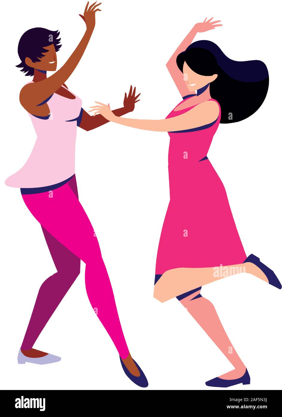 women in pose of dancing on white background vector illustration design ...