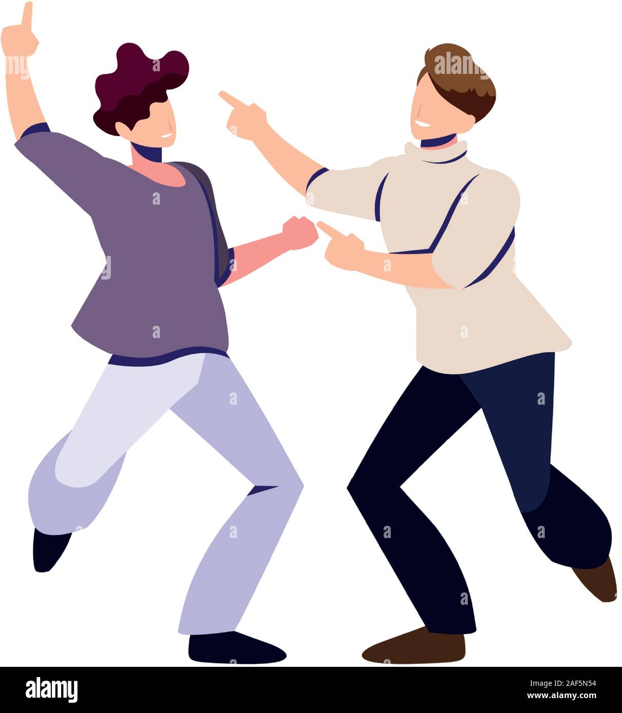 scene of men in dance pose, party, dance club vector illustration ...