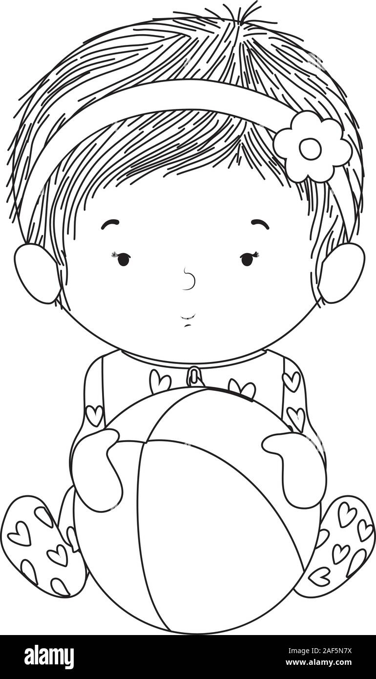 Cute baby girl with ball vector design Stock Vector Image & Art - Alamy