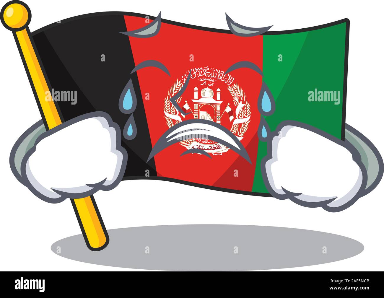 Sad Crying flag afghanistan Scroll cartoon character design. Vector ...